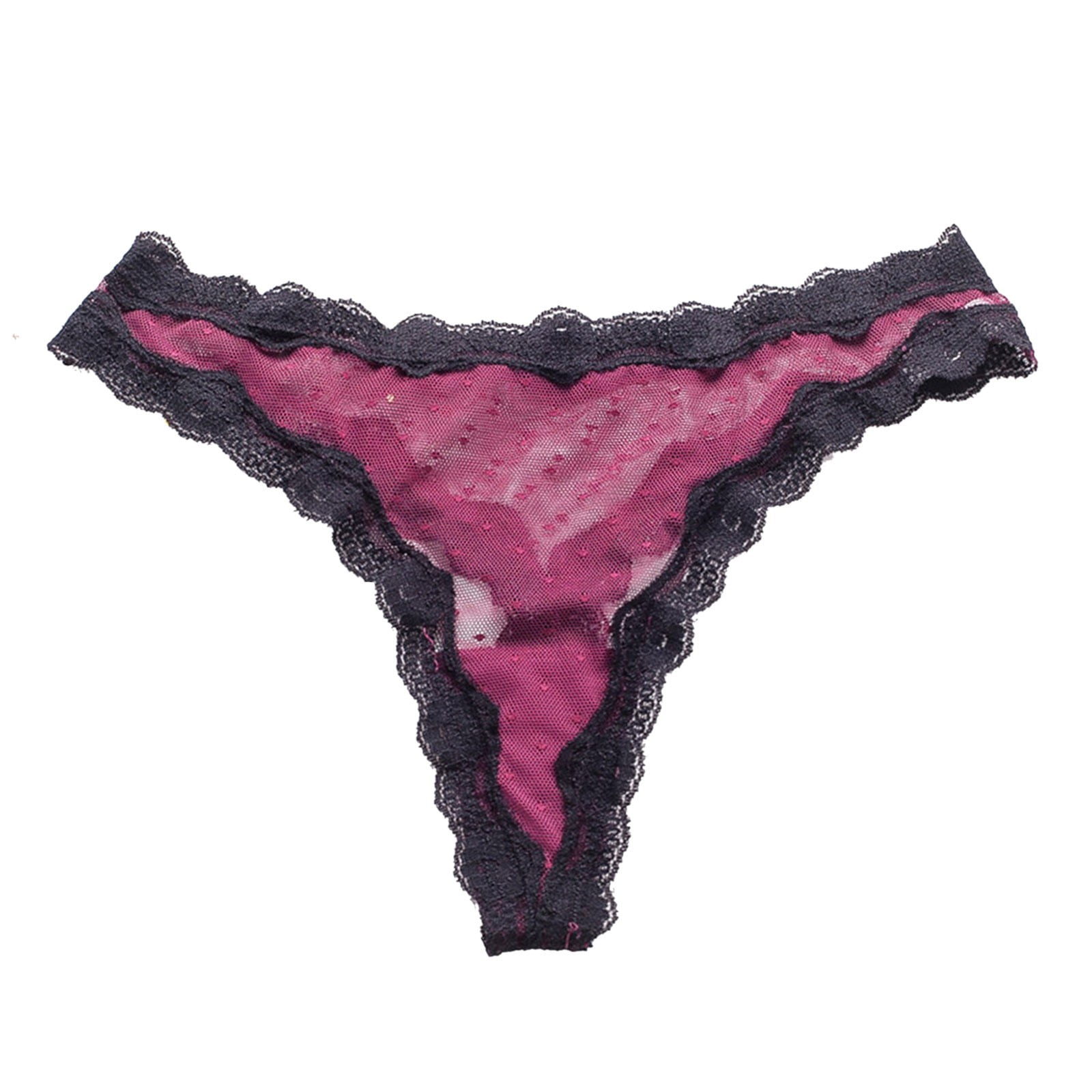 Bjutir Womens Panties Lace Thong Sheer Mesh Paneling Contrast Color
