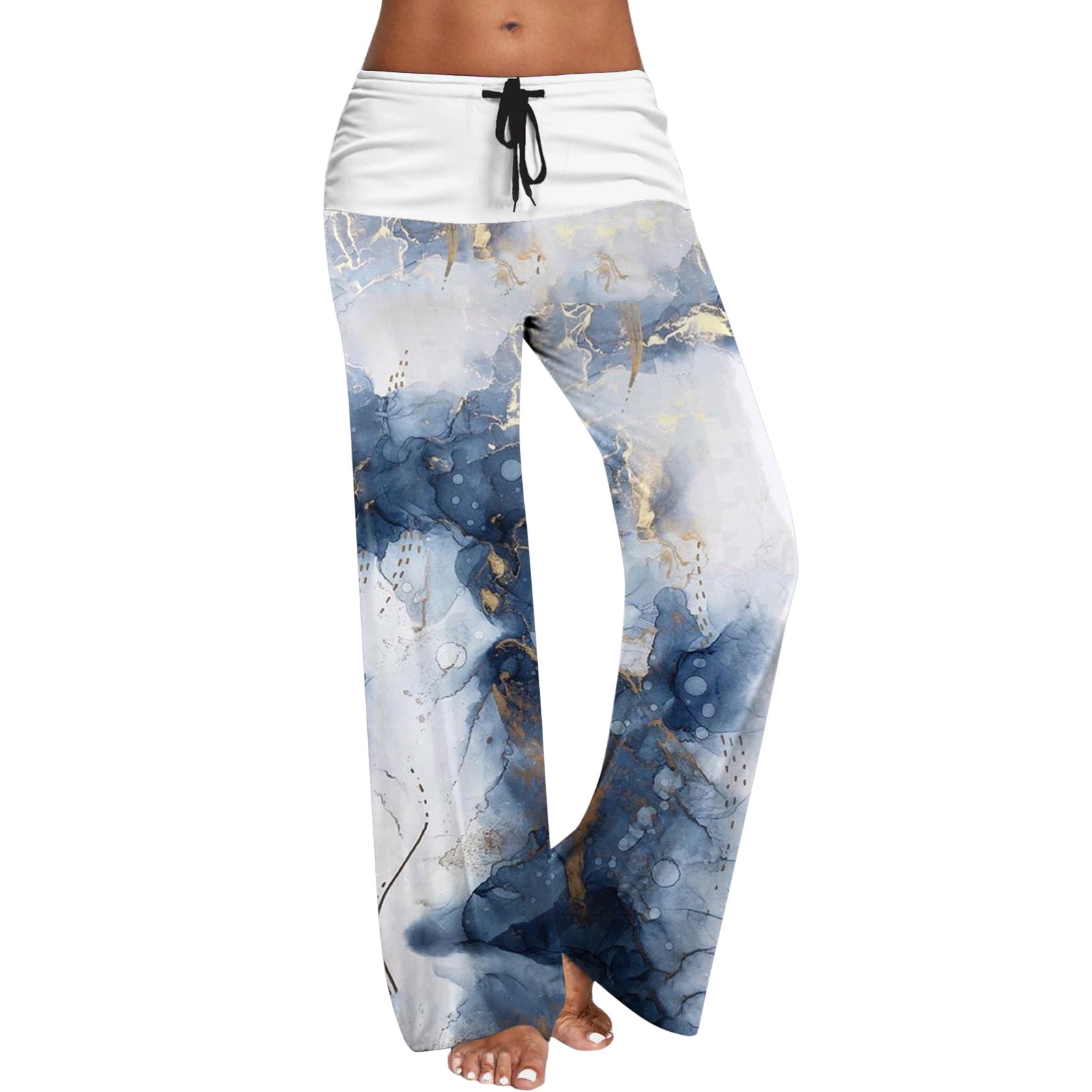 Womens Pants High Waist Printing Easy Long Boho Beach Pockets Waist ...