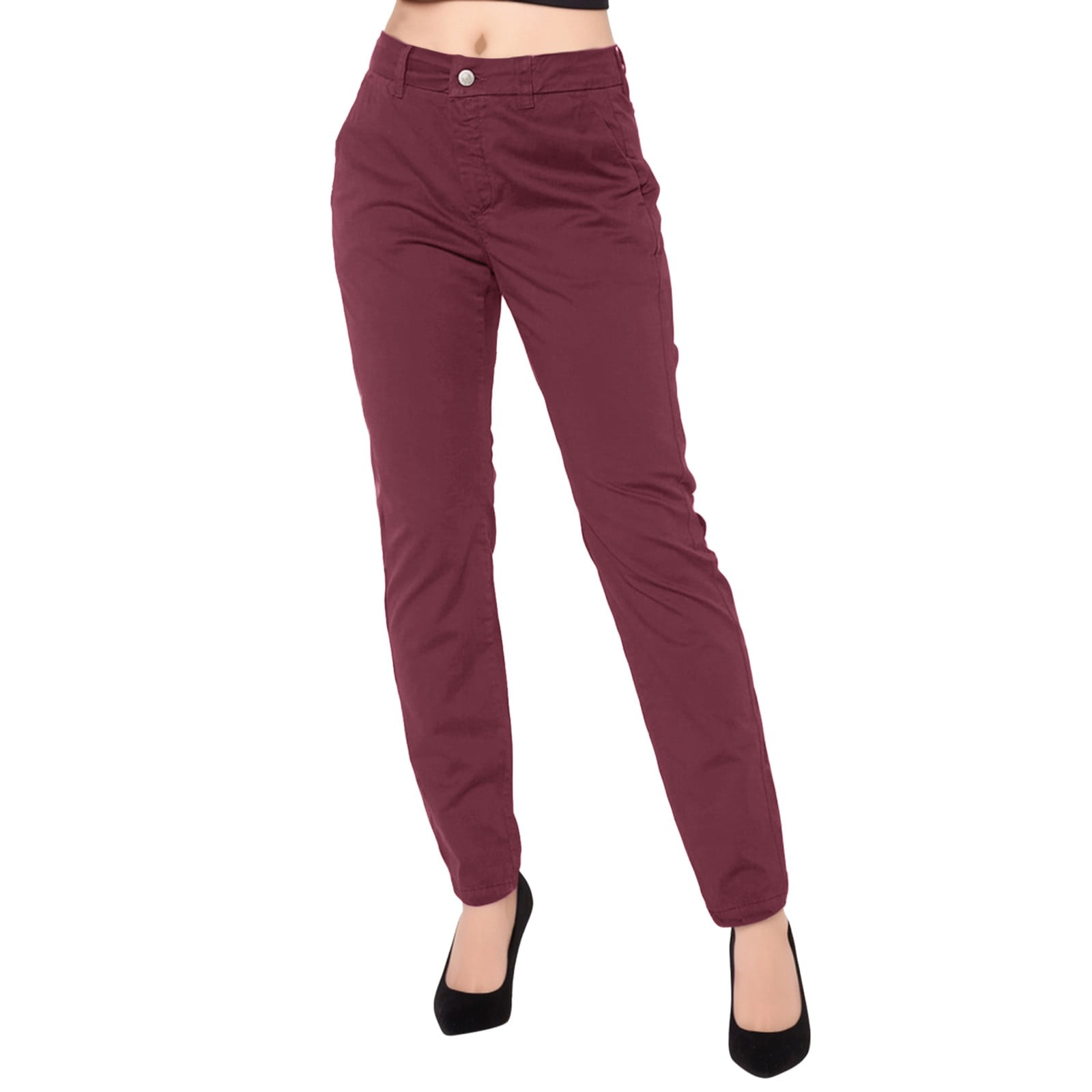 Womens Pants Womens' Elegant Daily Straight Leg Solid Zipper Button ...