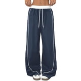 Womens Parachute Pants Wide Leg Cargo Sweatpants Drawstring Waist Y2K ...