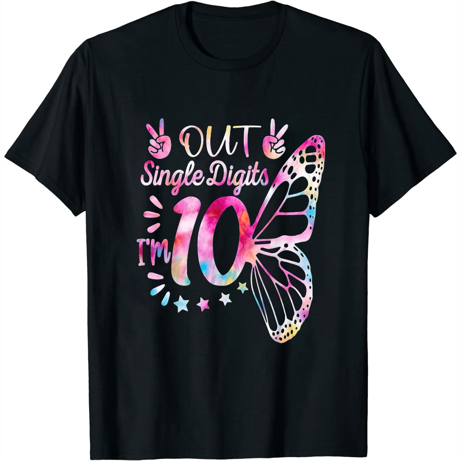 Womens Peace Out Single Digits I'm 10th Birthday For Girl T-Shirt Black ...
