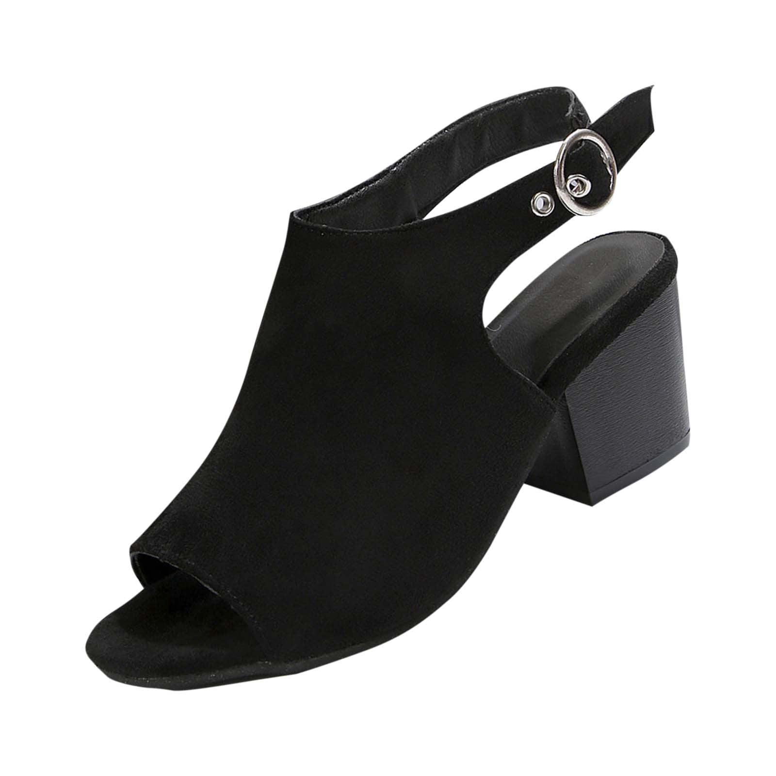 Womens Peep Toe Heels Chunky Heel Booties Open Toe Booty Cutout Dress ...