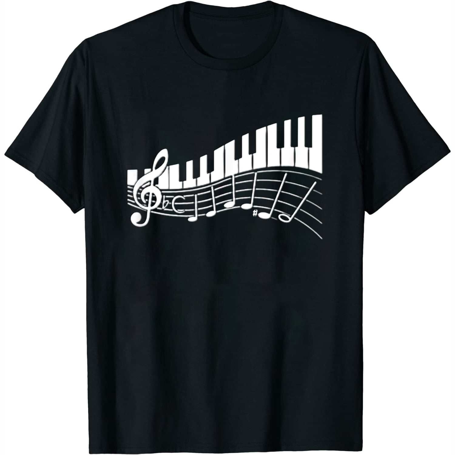 Womens Piano Sheet Music Notes And Piano Keys T-Shirt Black 2X-Large ...