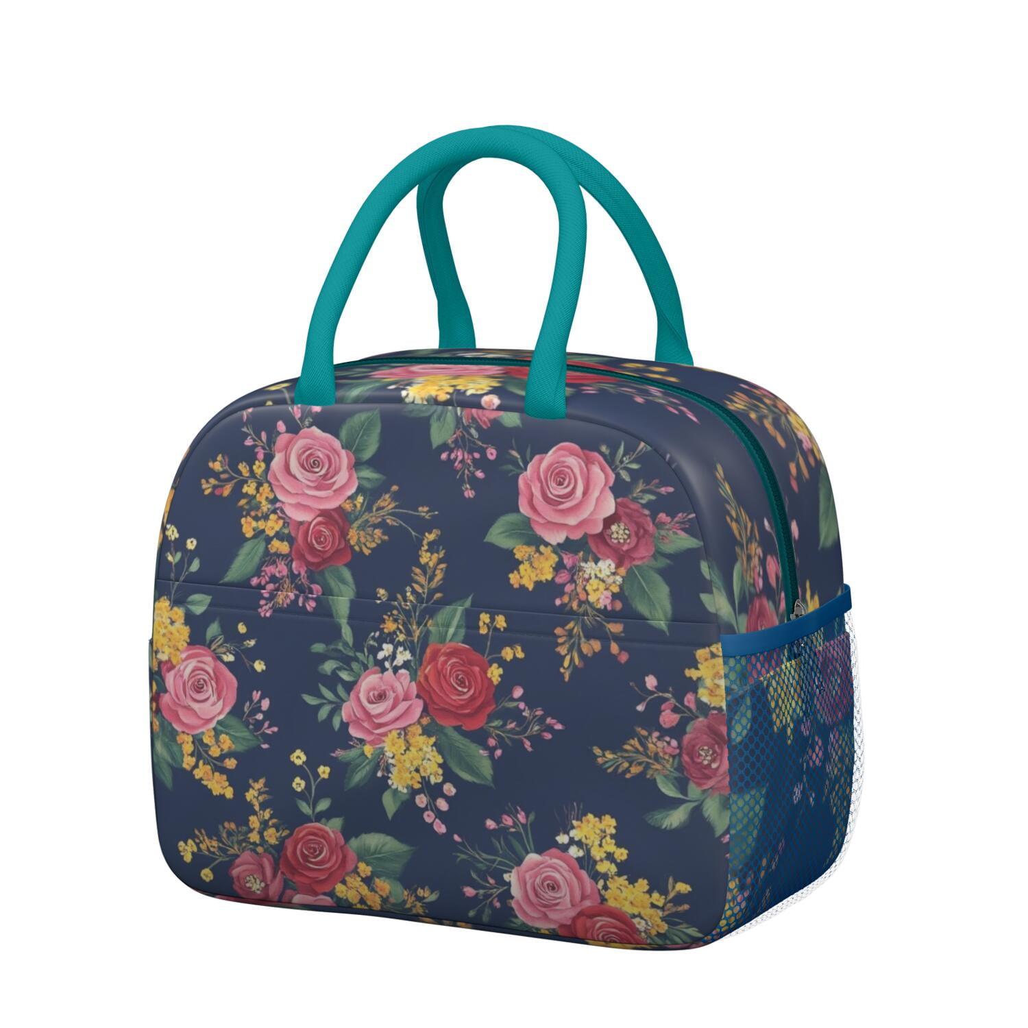Womens Pioneer Flower Floral Print Pattern Lunch Box for Work,Insulated ...
