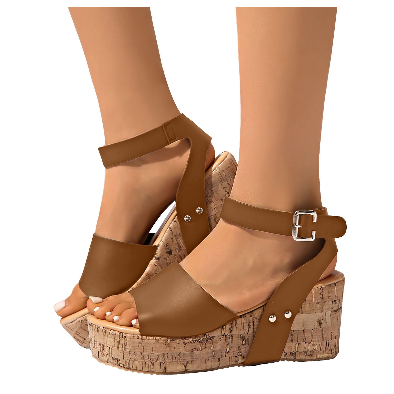 Womens Platform Dress Sandals 2025 Summer Peep Toe Chunky Wedge High ...