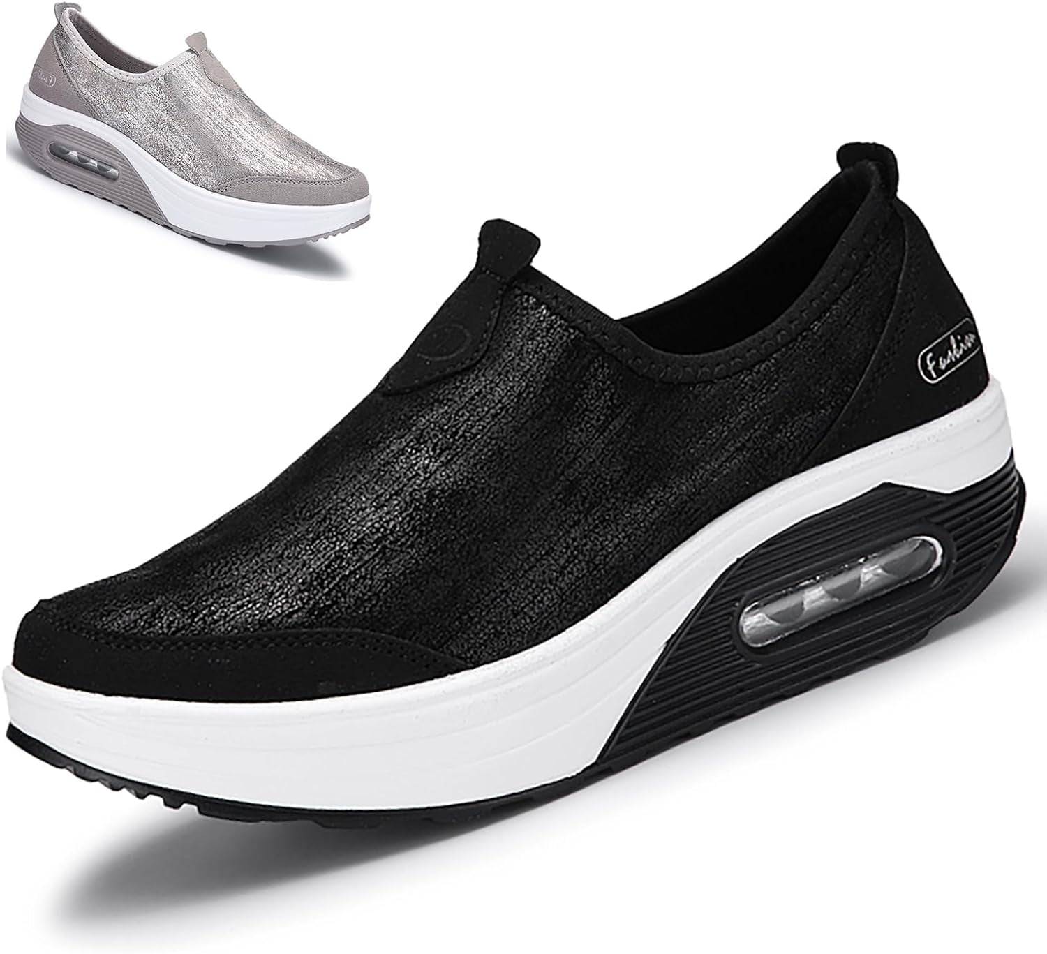 Womens Platform Sneakers Comfort Air Fashion Wedge Slip on Walking ...