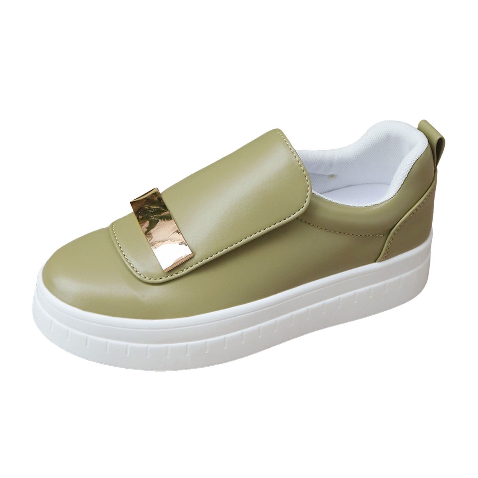 Womens Platform Walking Shoes Metallic Leather Height Increasing Slip ...