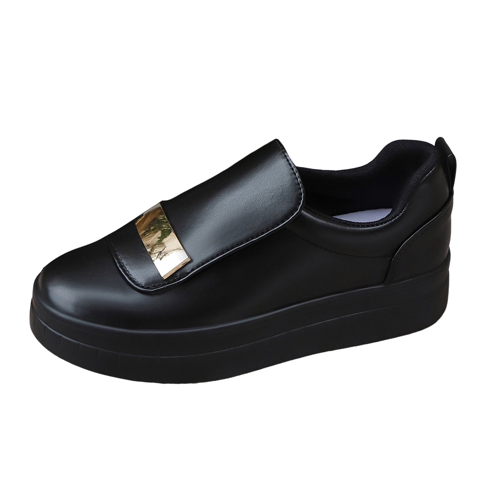 Womens Platform Walking Shoes Metallic Leather Height Increasing Slip ...