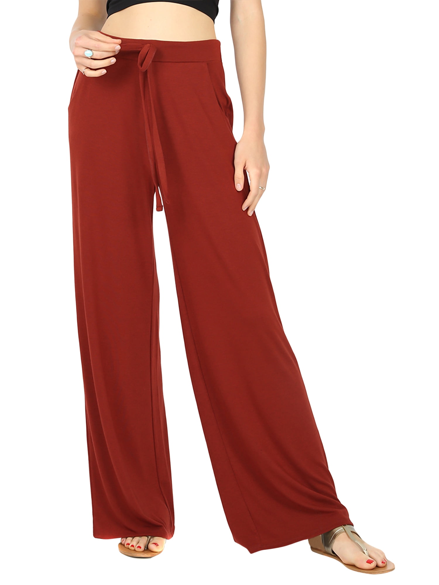 Womens And Plus Comfy Stretch Solid Drawstring Wide Leg Palazzo Lounge
