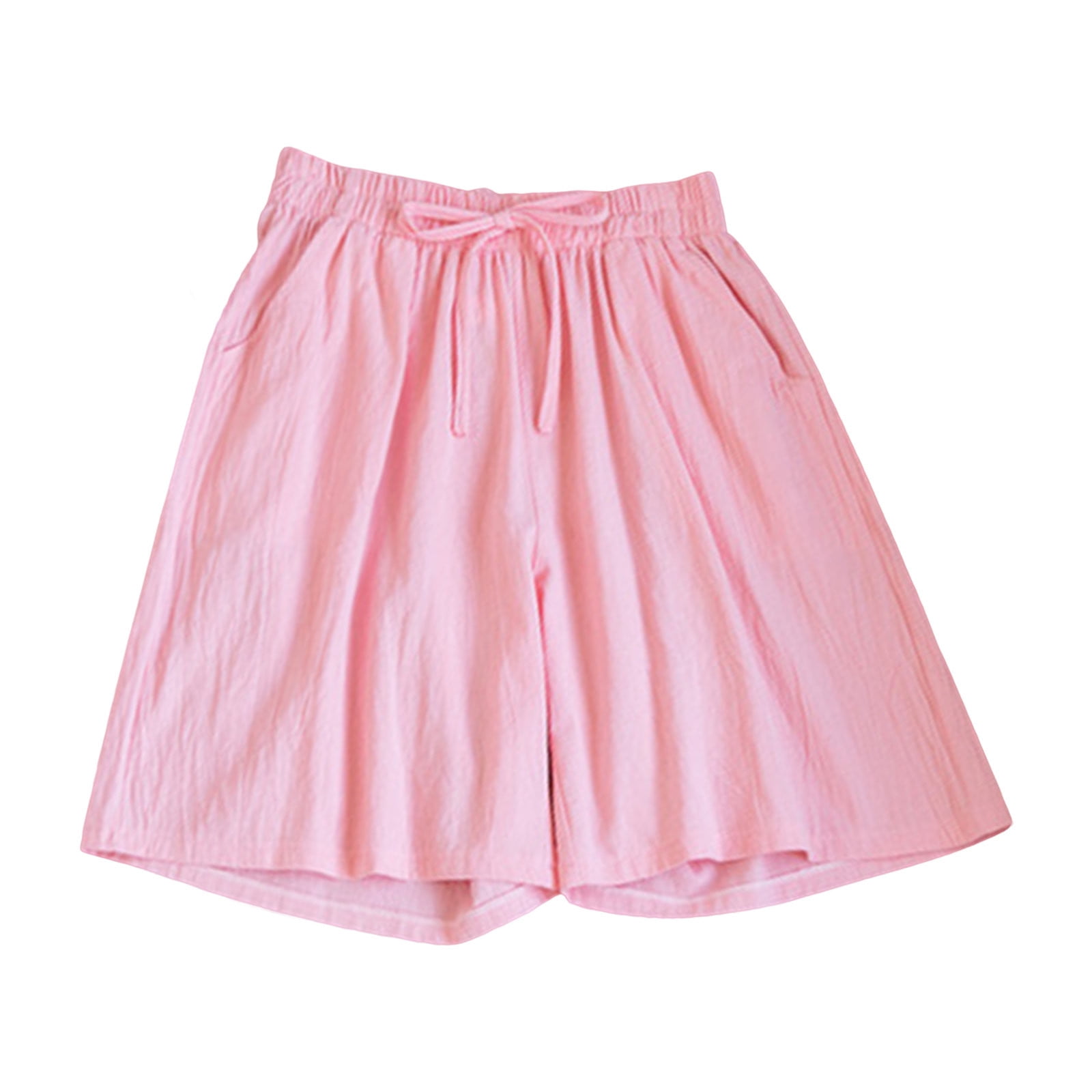 Womens Plus Size Baggy Shorts High Waist Solid Color Loose Bermuda ...