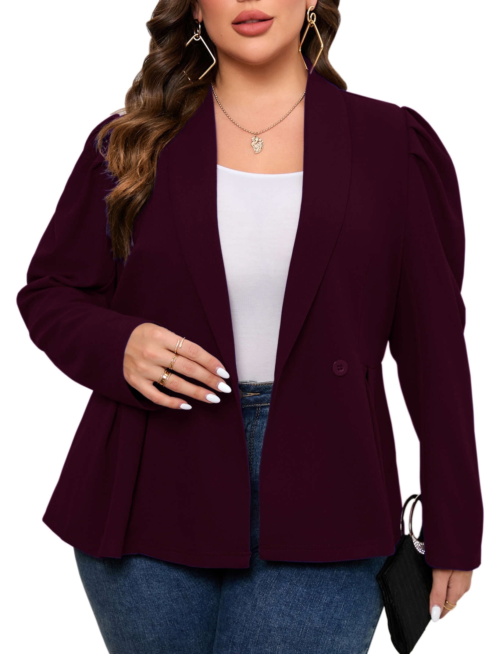 Womens Plus Size Blazers Business Casual Knit Blazer for Work Long ...