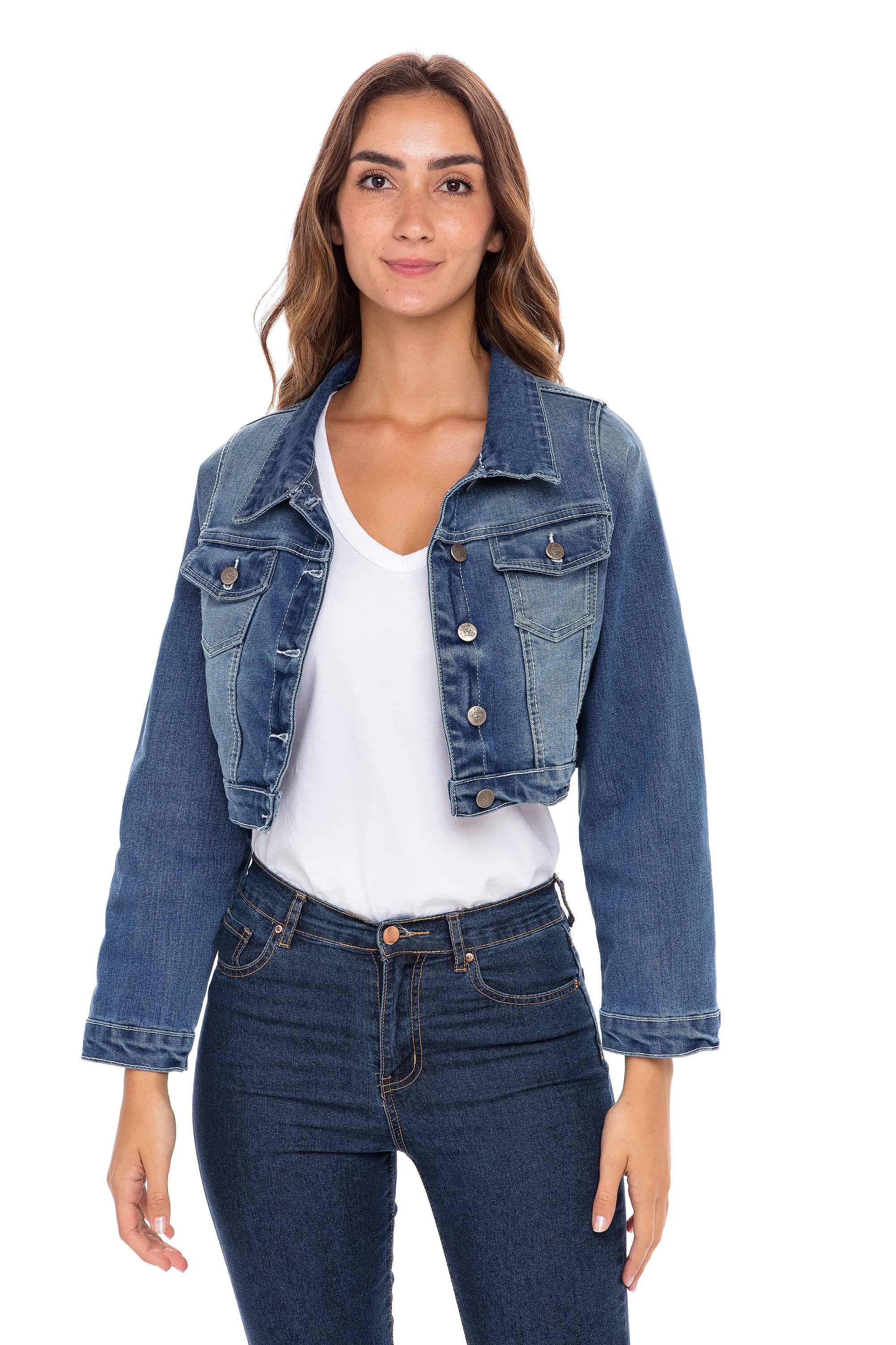 Skylinewears Womens Plus Size Cropped Jean Jacket, Stretch Denim ...