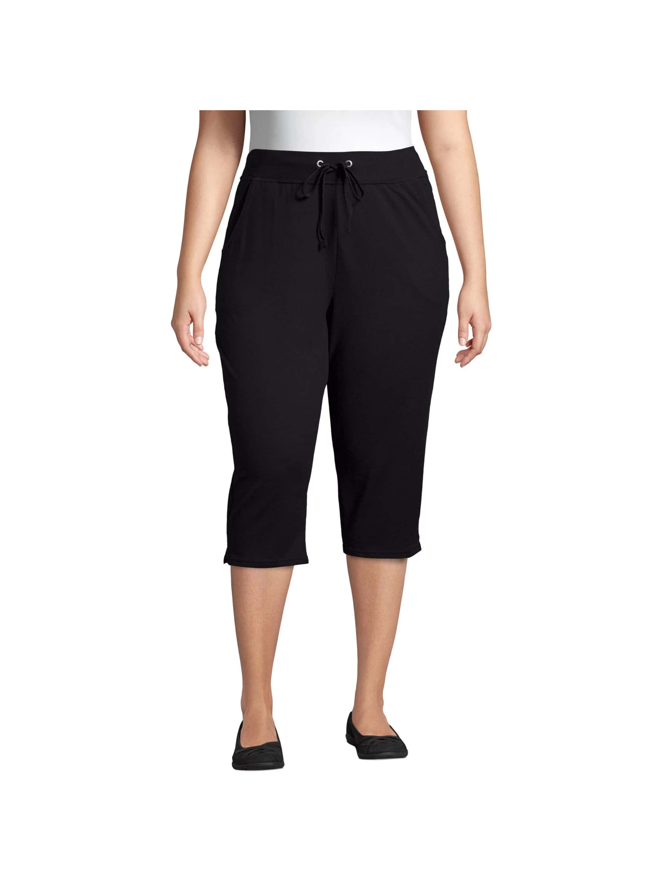 Womens Plus Size Capri Pants Casual Drawstring Elastic Waist Yoga Pants ...