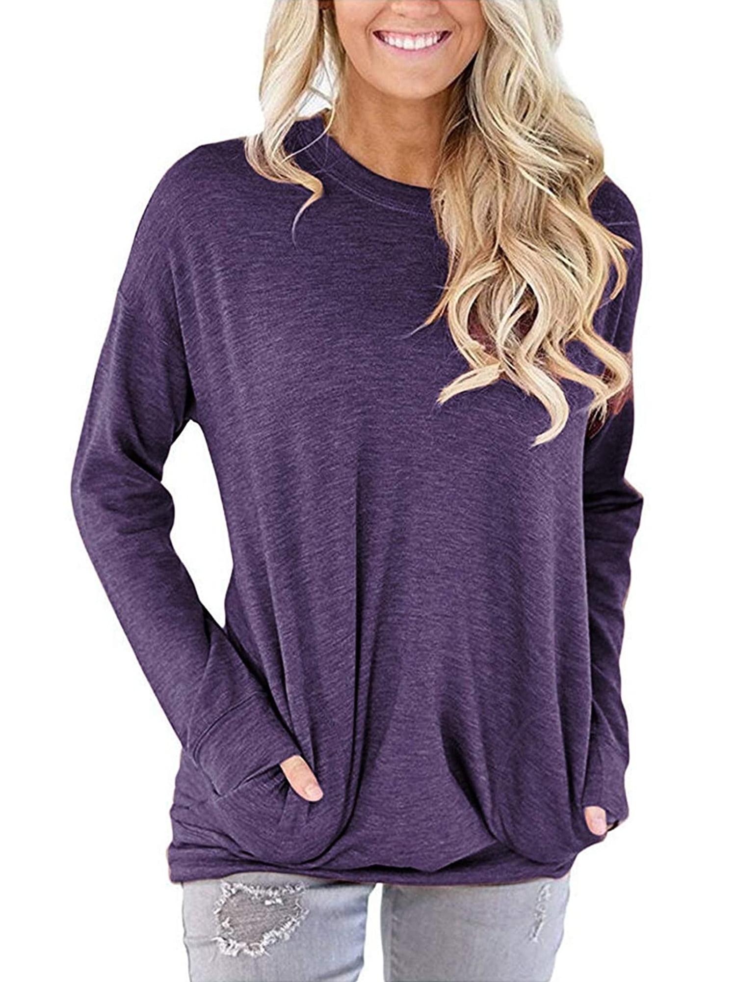 Womens Plus Size Casual Loose Fit Tunic Top Baggy Comfy Blouse with ...
