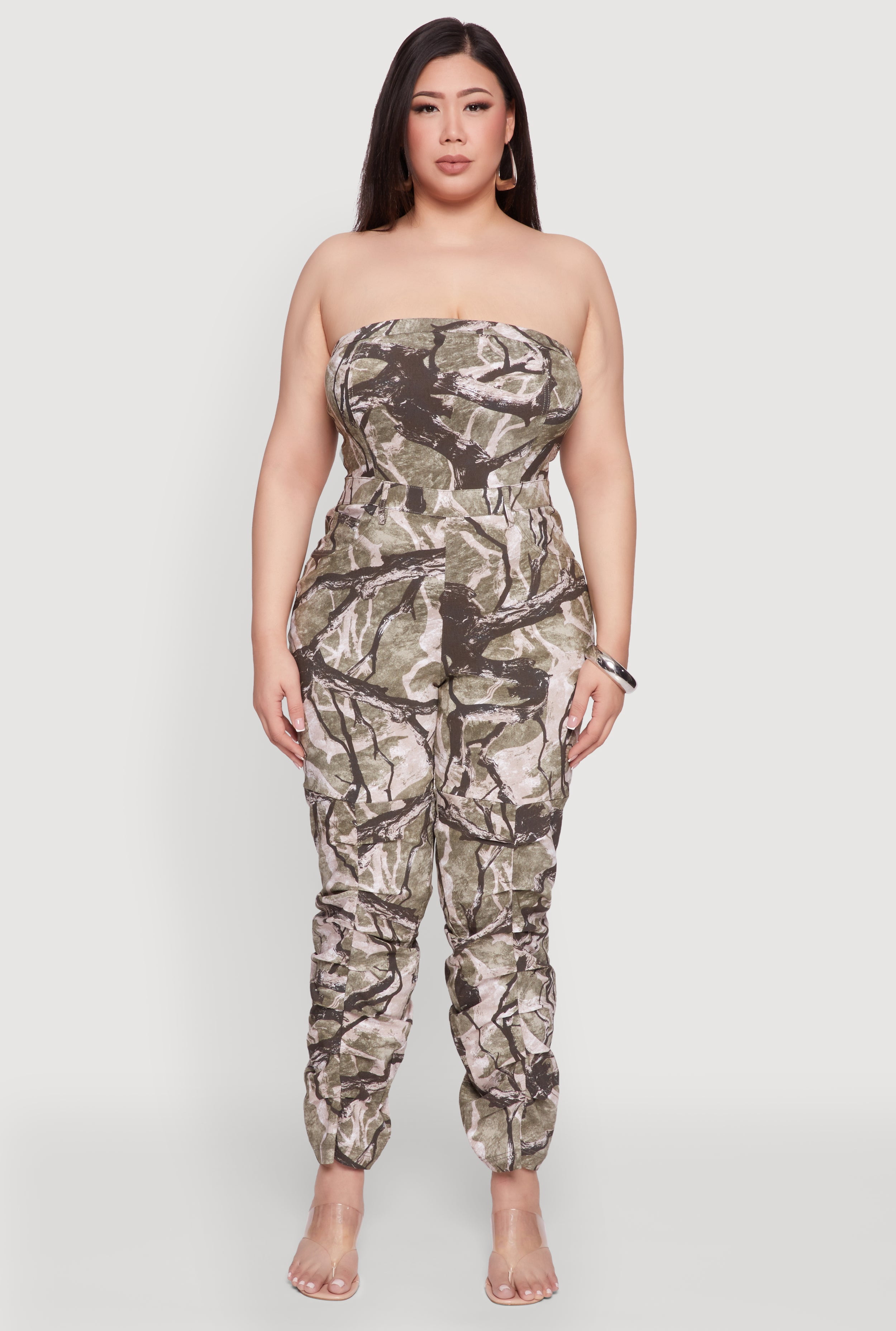Womens Plus Size Chic Camouflage Stacked Leg Jumpsuit - Walmart.com