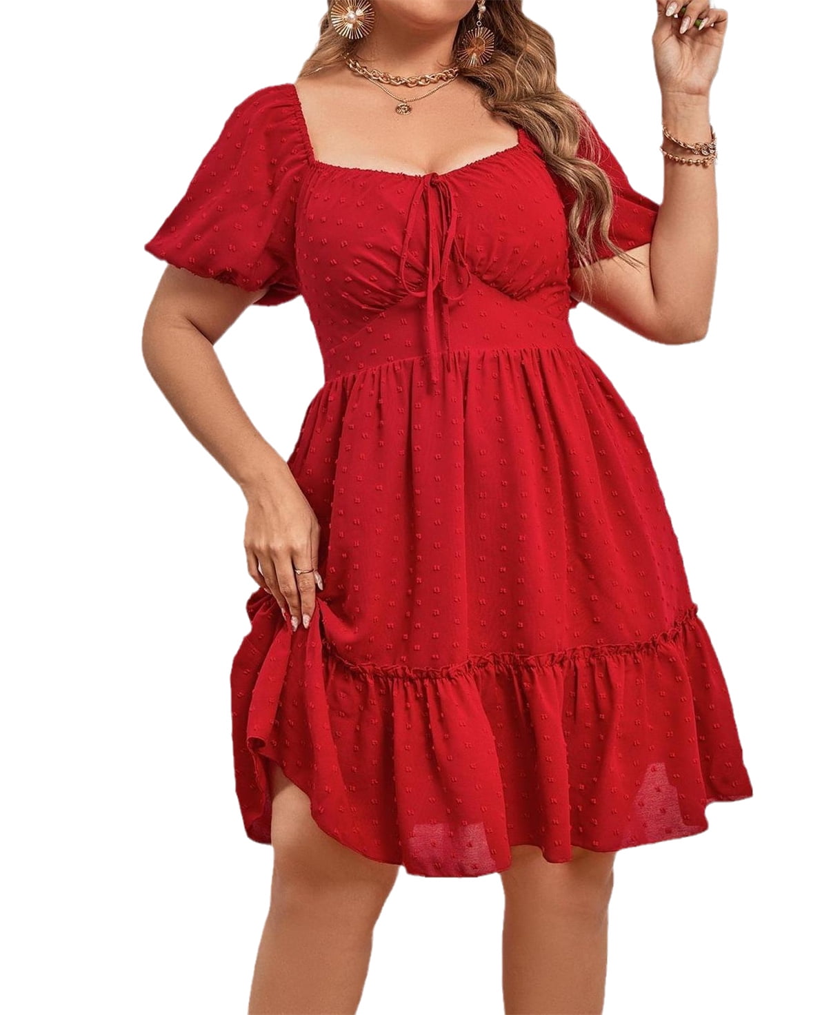 Womens Plus Size Dresses Casual Plain Sweetheart A Line Burgundy 0XL ...