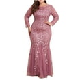 Womens Plus Size Embroidered Tulle Evening Dress Elegant Mermaid Formal