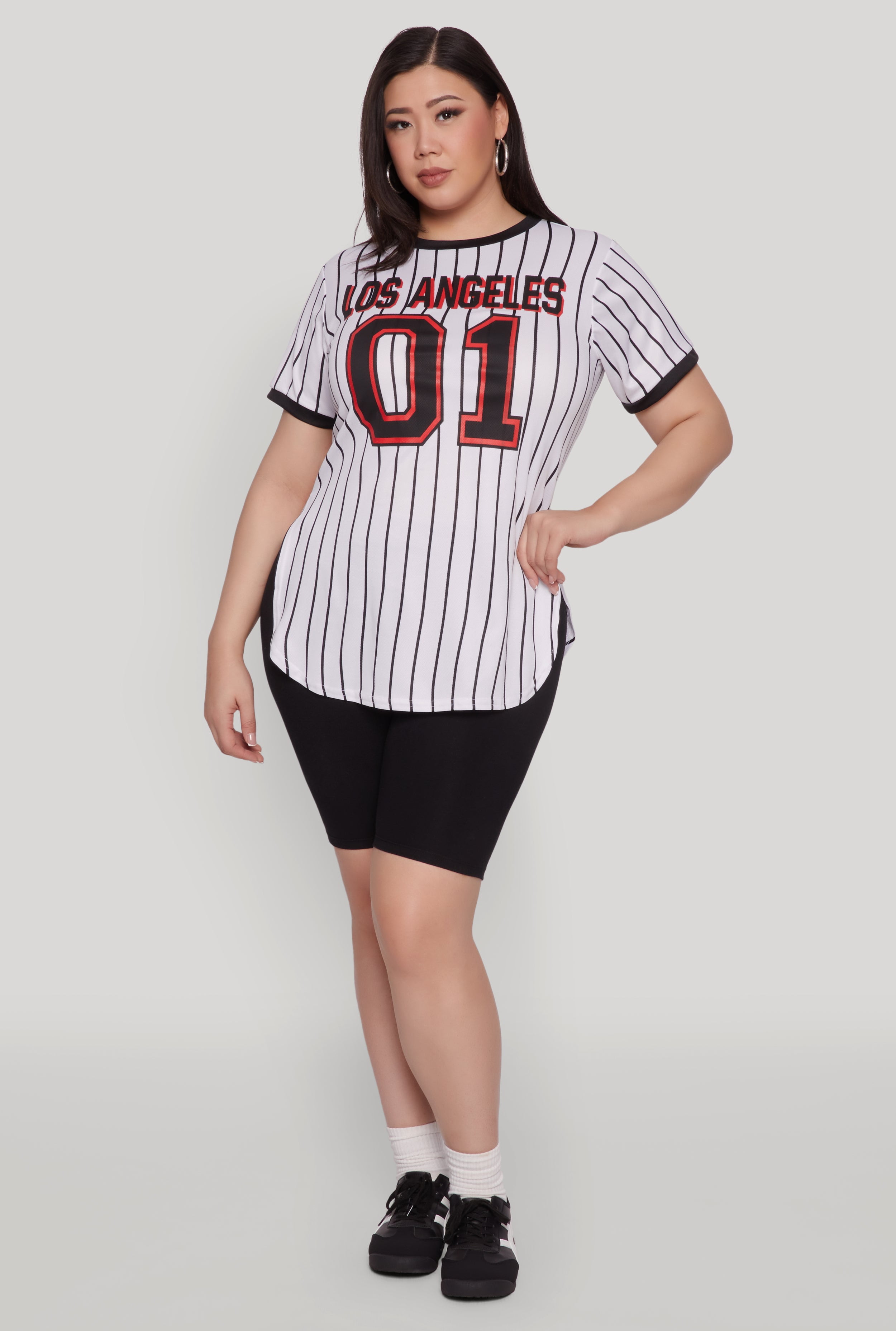 Womens Plus Size Los Angeles 01 Pinstripe Baseball Jersey - Walmart.com