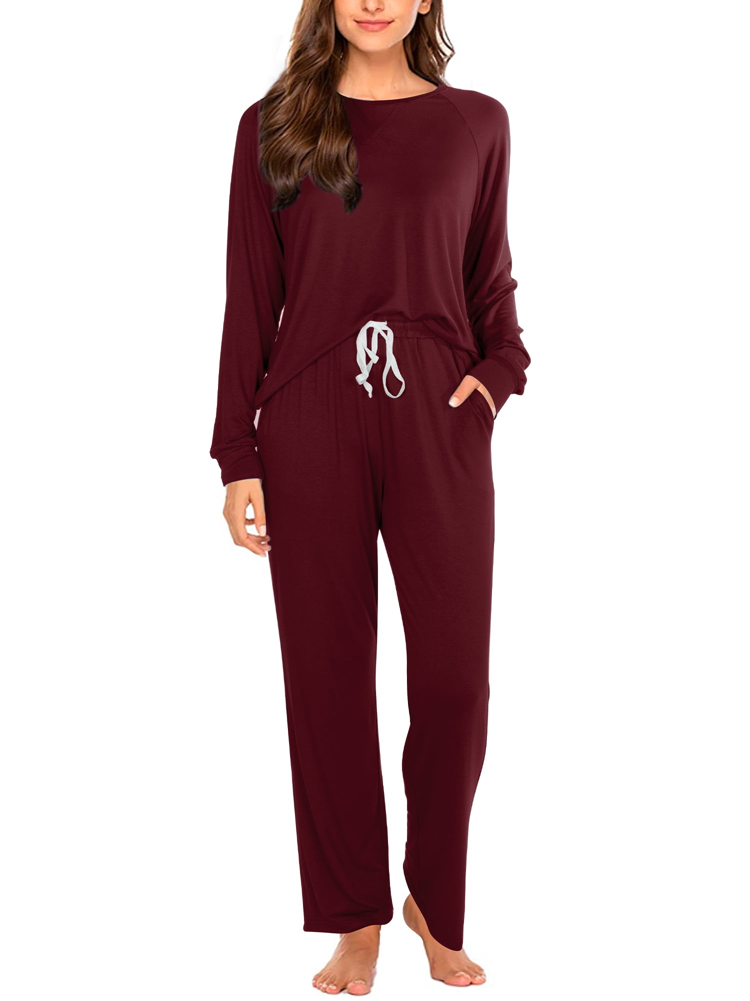 Womens Plus Size Pajama Set Long Sleeve Sleepwear Nightwear Soft Pjs