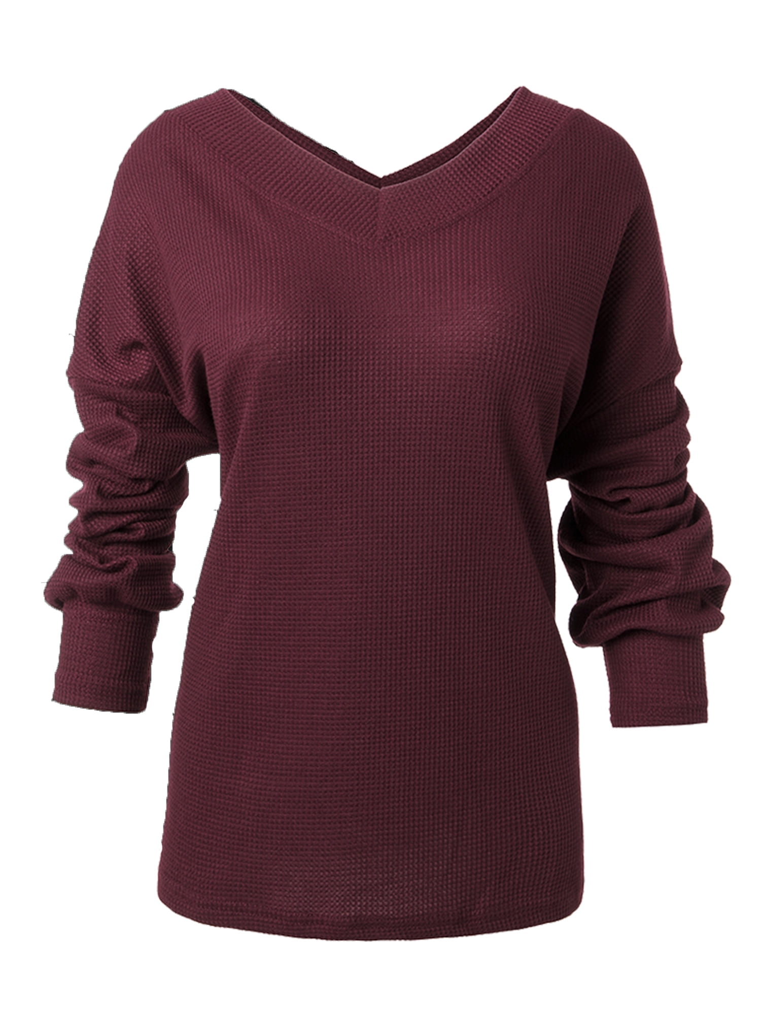 Womens Plus Size Pullover Tops Lightweight Sweatershirt V-Neck Long ...