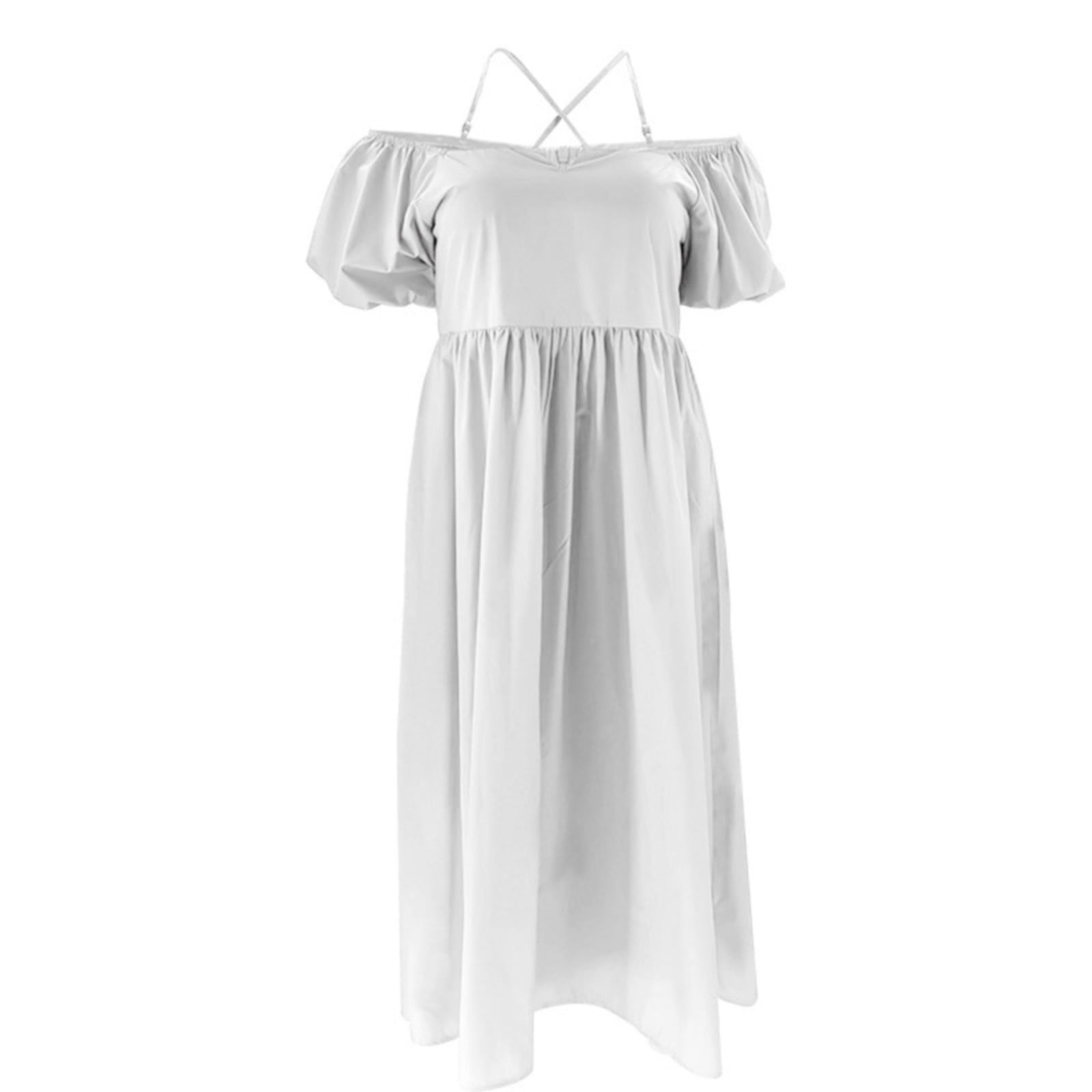 Womens Plus Size Ruffle Sleeve Tiered Casual Summer Loose Swing Midi