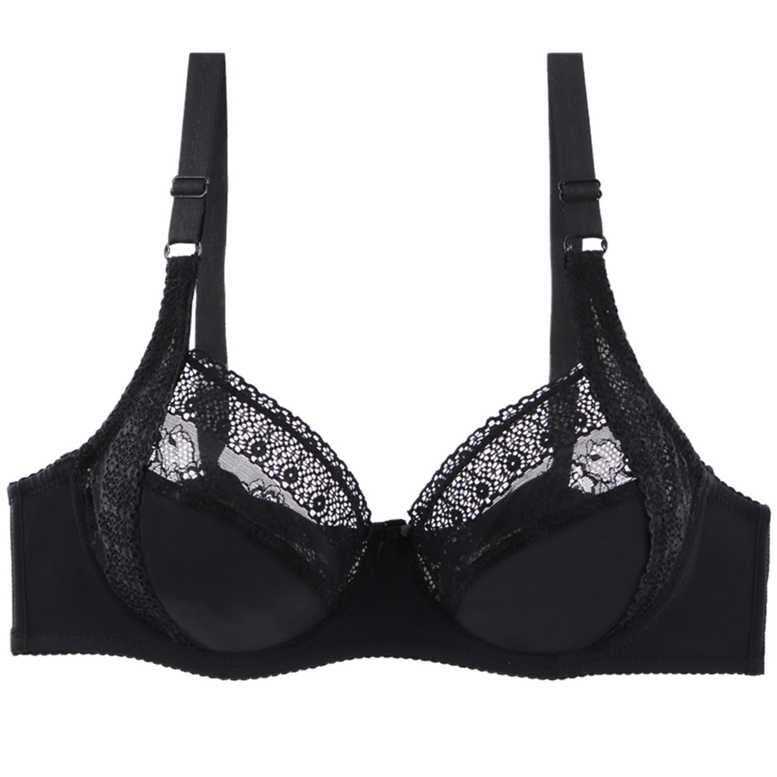 Womens Plus Size Sheer Lace Bra Wireless Unlined 3 4 Cup See Through