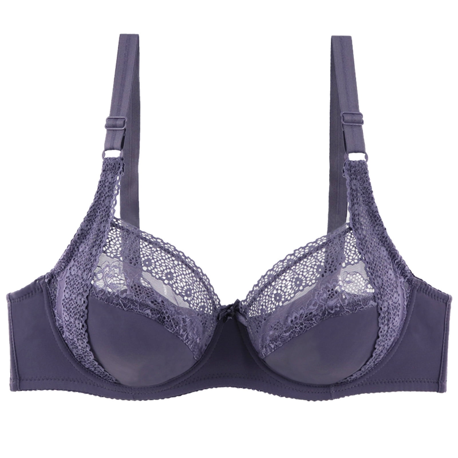 Womens Plus Size Sheer Lace Bra Wireless Unlined 3 4 Cup See Through