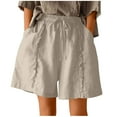 Womens Plus Size Shorts High Waisted Cotton Linen A Line Wide Leg