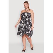 HDE Women's Strapless Maxi Dress Bohemian Sundress Black Seashells L ...