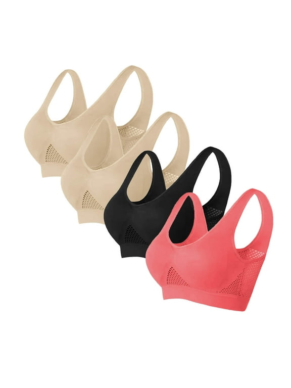 Womens Sports Bras Plus Size 5 Pack Casual Breathable Push-Up Hollow ...