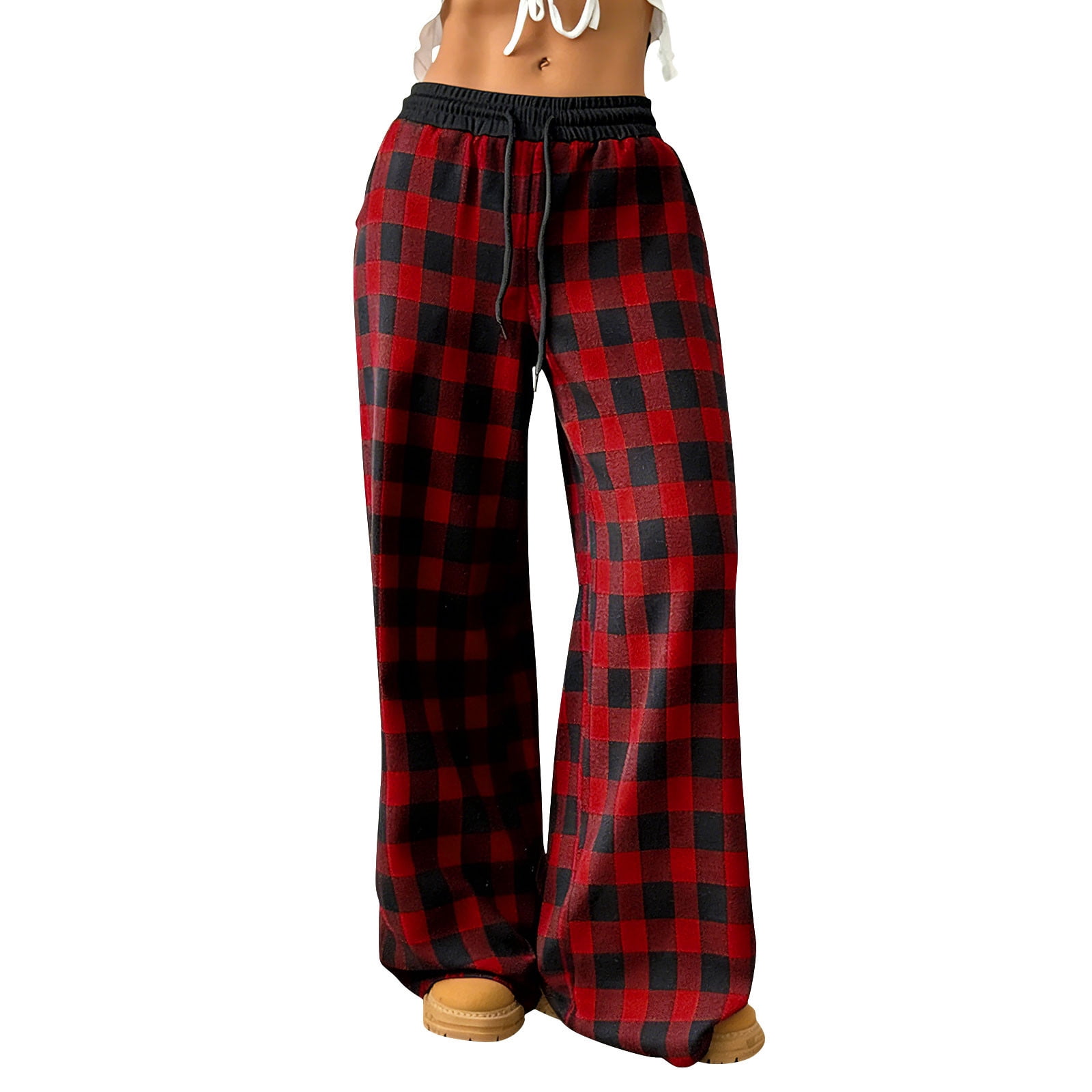 Womens Plus Size Striped Gingham Pants 2026 Cute Lounge Pants Soft ...