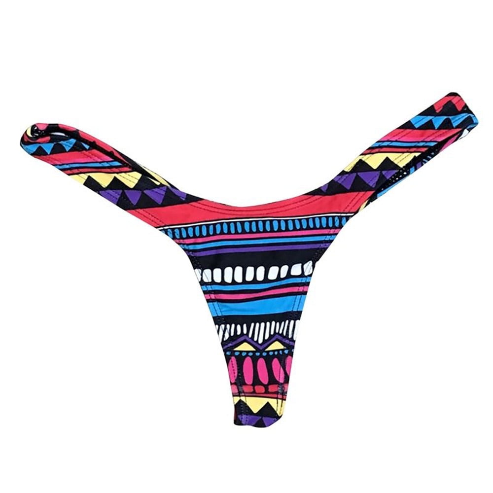 Womens Plus Size Swimsuit Women Brazilian Print Bikini Bottom Thong ...