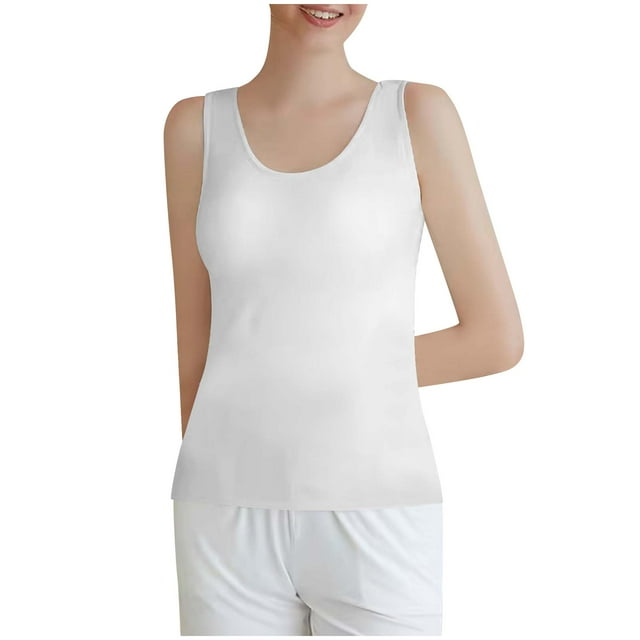 Womens Plus Size Tank Tops Built in Bra Comfy Camisole Sleeveless Crew Neck Workout Tops for ...