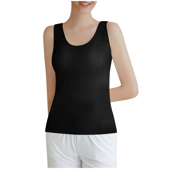 Womens Plus Size Tank Tops Built in Bra Comfy Camisole Sleeveless Crew Neck Workout Tops for ...