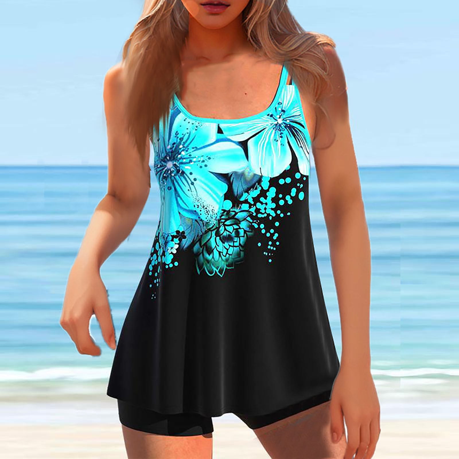 Fanxing Women's Plus Size Tankini Swimwear, Tummy Control Two Piece ...