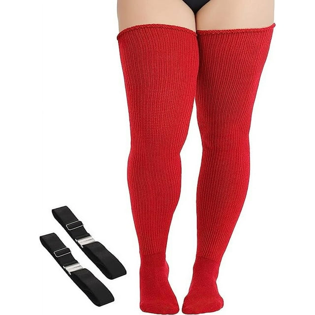 Womens Plus Size Thigh High Socks Thick Thighs Extra Long Knitted Over ...