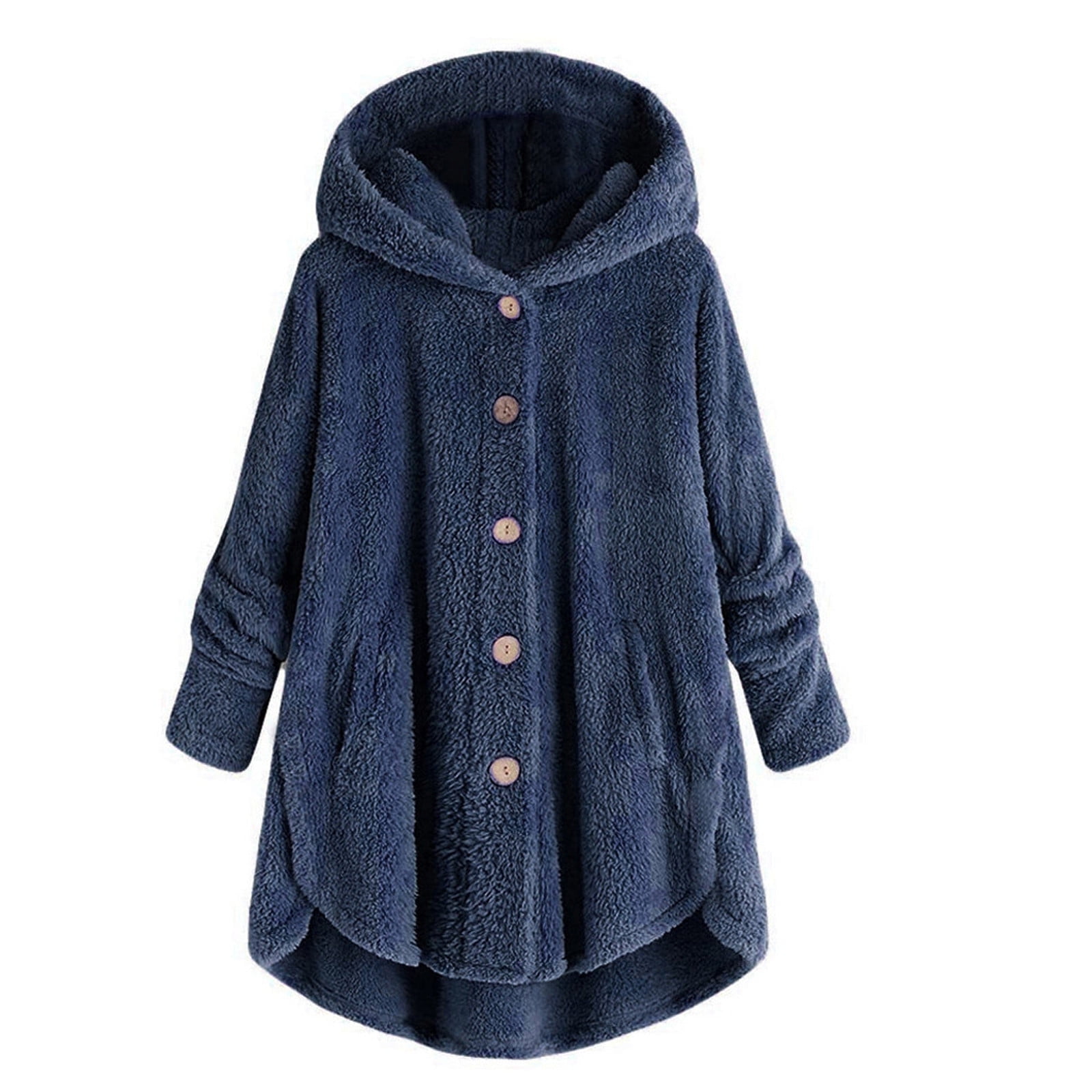 Womens Plus Size Winter Coats with Hooded S-5X Fleece Casual Long ...