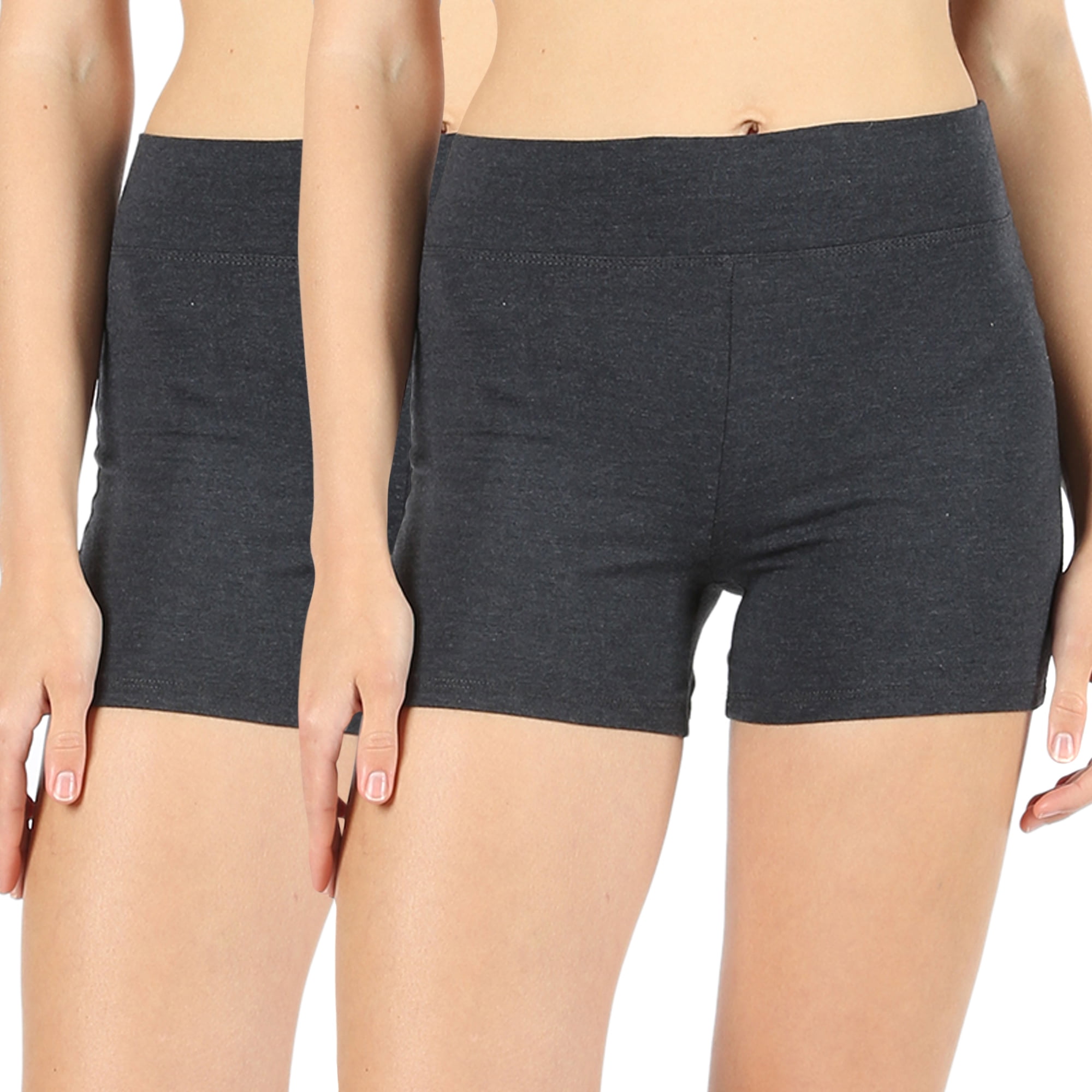 Womens & Plus Soft Cotton Stretch High Waist Sports Short Pants with ...