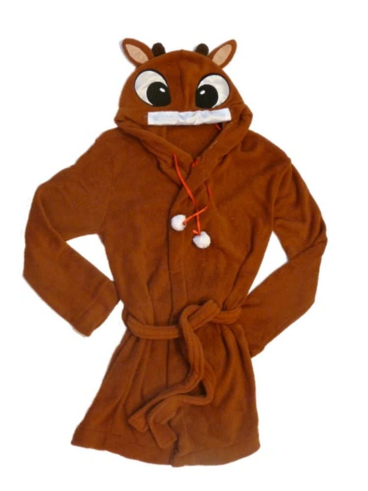Womens Plush Brown Rudolph the Red Nosed Reindeer Robe Juniors Xmas ...