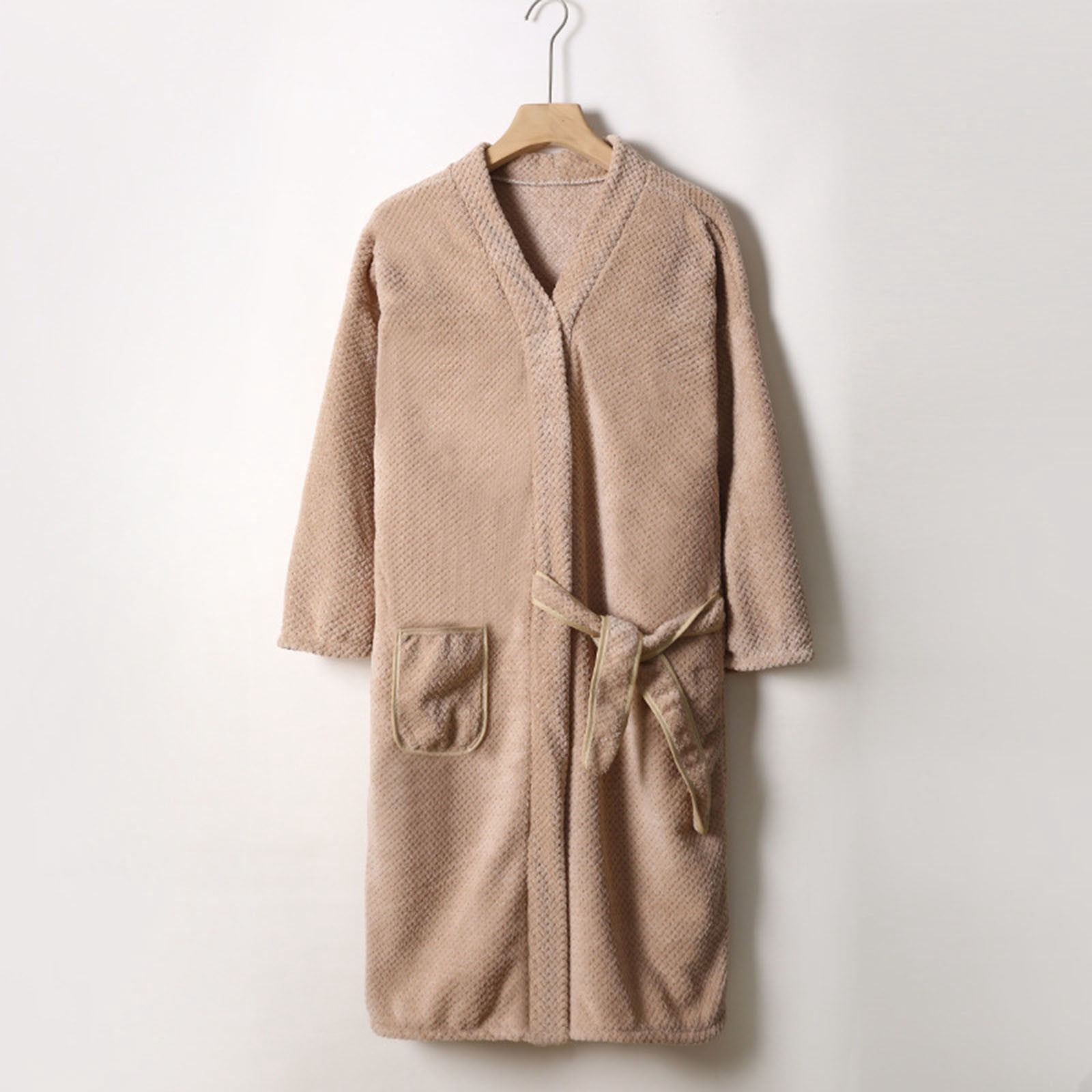 Womens Plush Hooded Bathrobe Fleece Long House Coat Soft Sleepwear ...