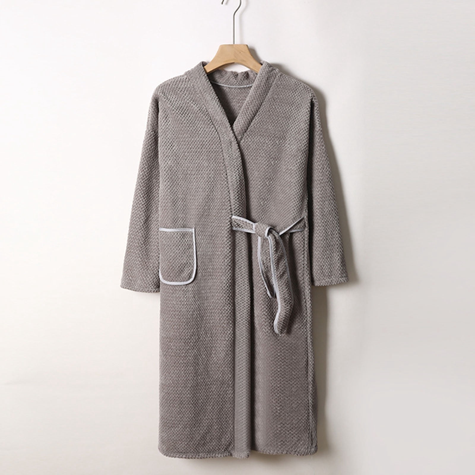 Womens Plush Hooded Bathrobe Fleece Long House Coat Soft Sleepwear ...