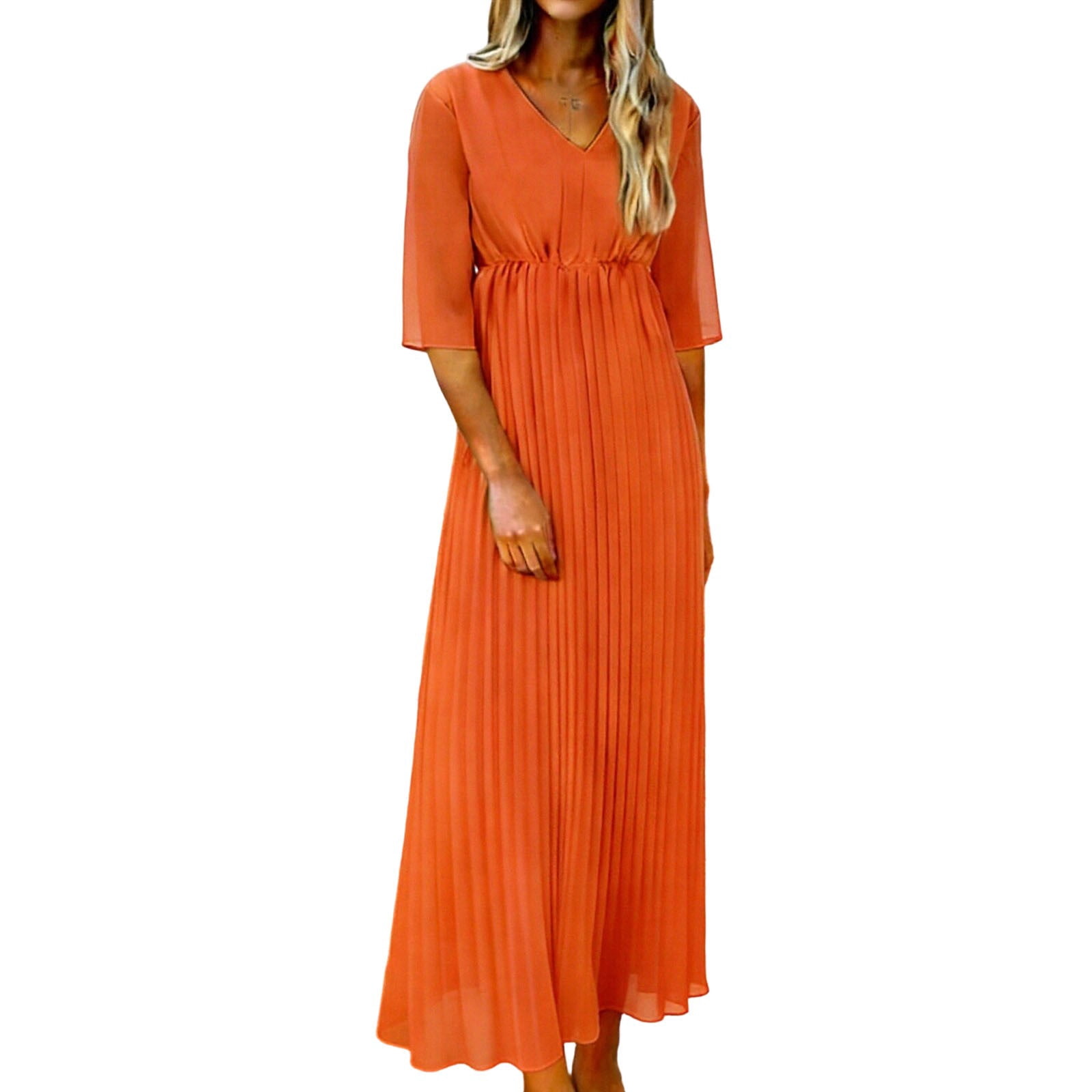 Womens Polka Dot Chiffon Dress Ruffle Sleeve Tiered 2026 Spring Dresses ...