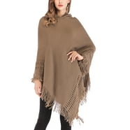 Poncho Sweater Women Oversized Horn Buttons Knit Poncho Cape Coat ...