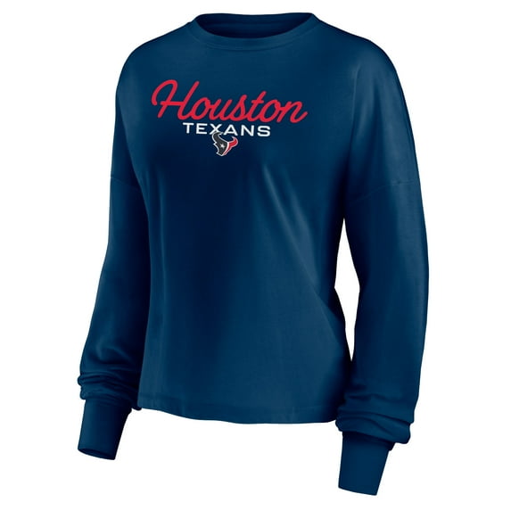 Womens Primry Color Long Sleeve Cotton Crew Tee Script Short Name over ...