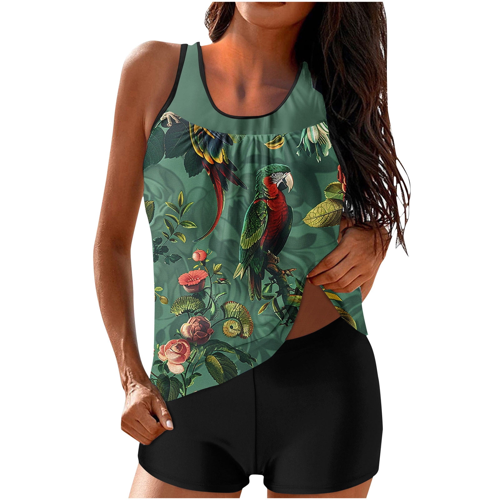 Womens Print Strappy Tankini Sets Tummy Control Bathing Suits Cross ...