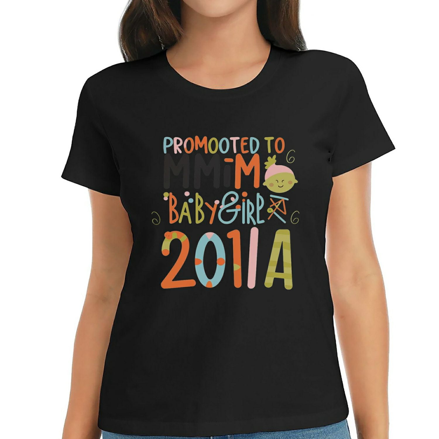 Womens Promoted To Mimi 2024 First Time New Mimi Pregnancy Retro T-Shirts Black - Walmart.com