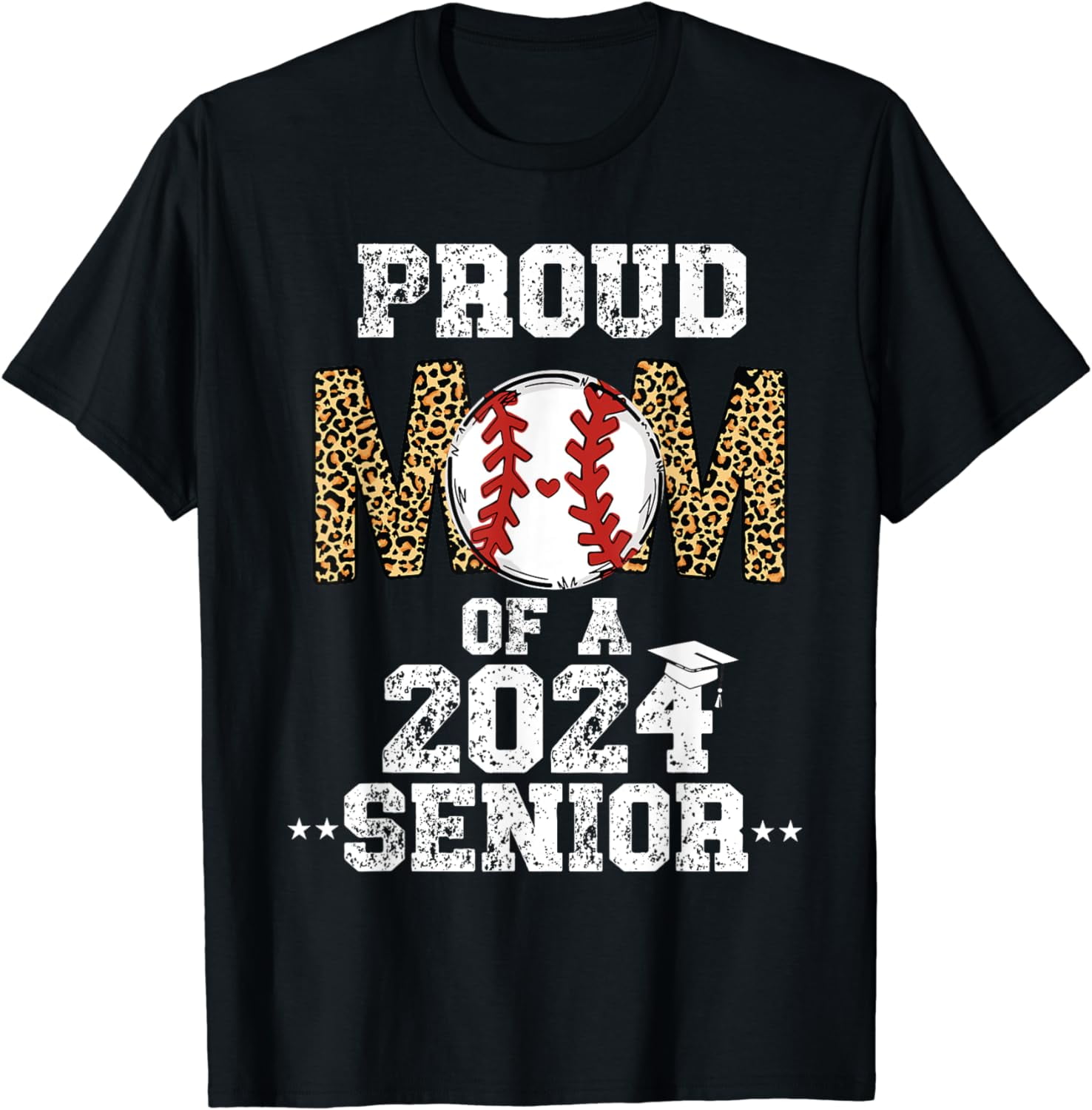 Womens Proud Mom of a 2024 Senior Class of 2024 Baseball Mom T-Shirt ...