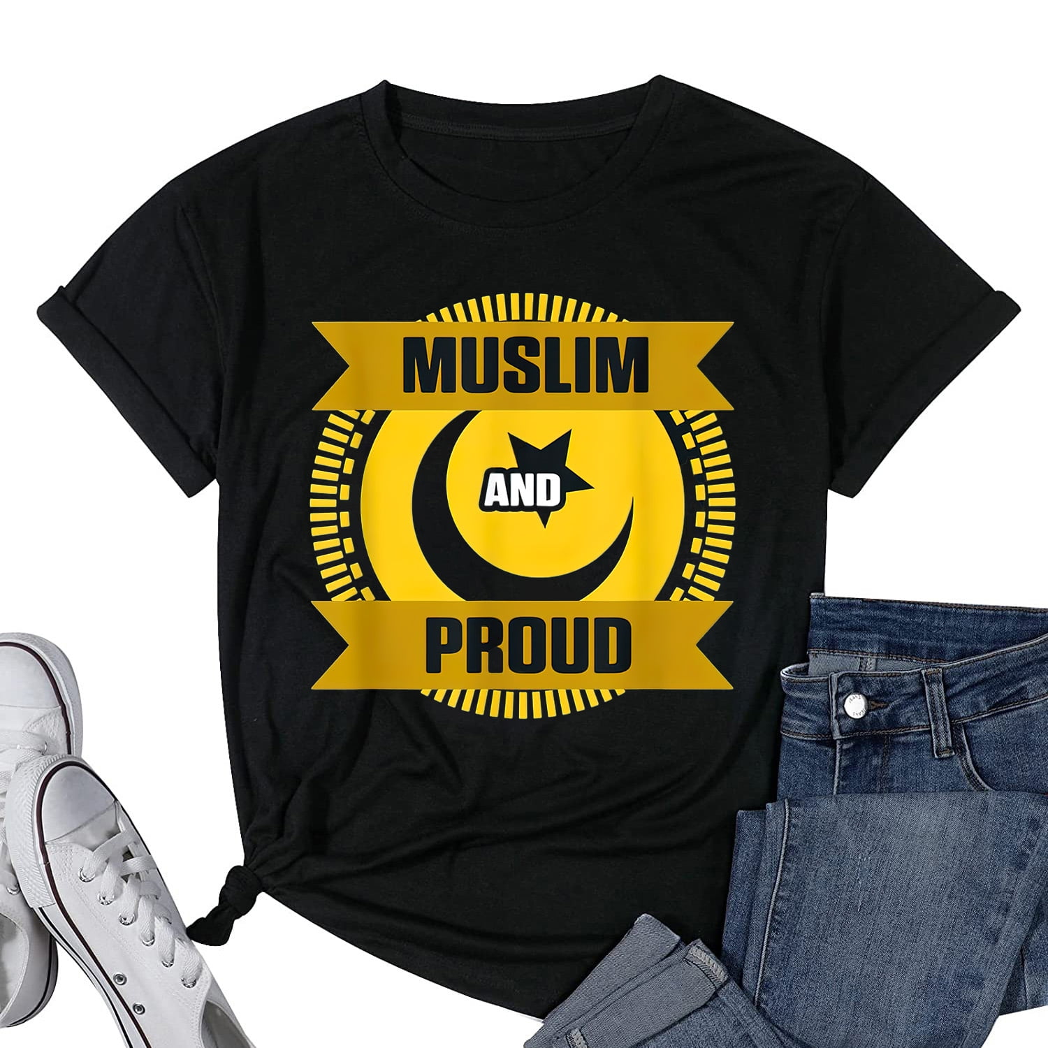 Womens Proud Muslim Islam Allah Alhamdulillah Religious Quran Gift T ...