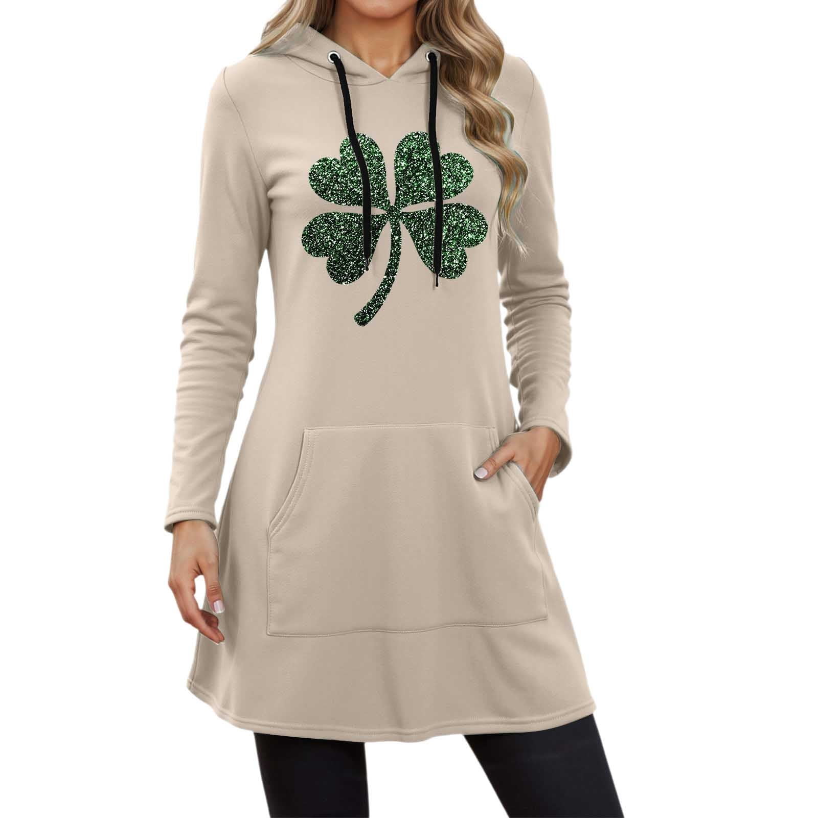 Womens Pullover St. Patrick'S Day Long Dress Pocket Print Loose Fit ...