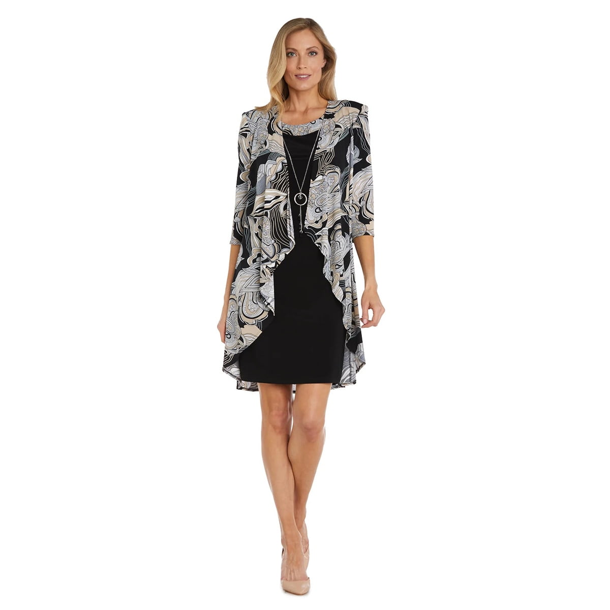 Womens R&M Richards 2pc. Puff Pattern Flyaway Jacket Dress - Walmart.com